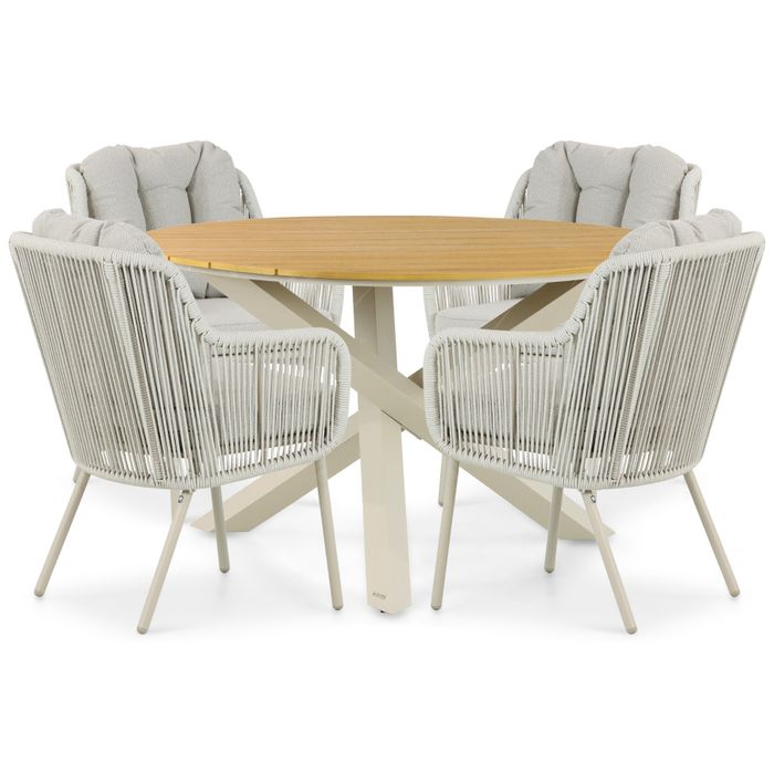 Santika Nanda/Ancona 125 cm dining tuinset 5-delig - Tuinmeubelshop.nl