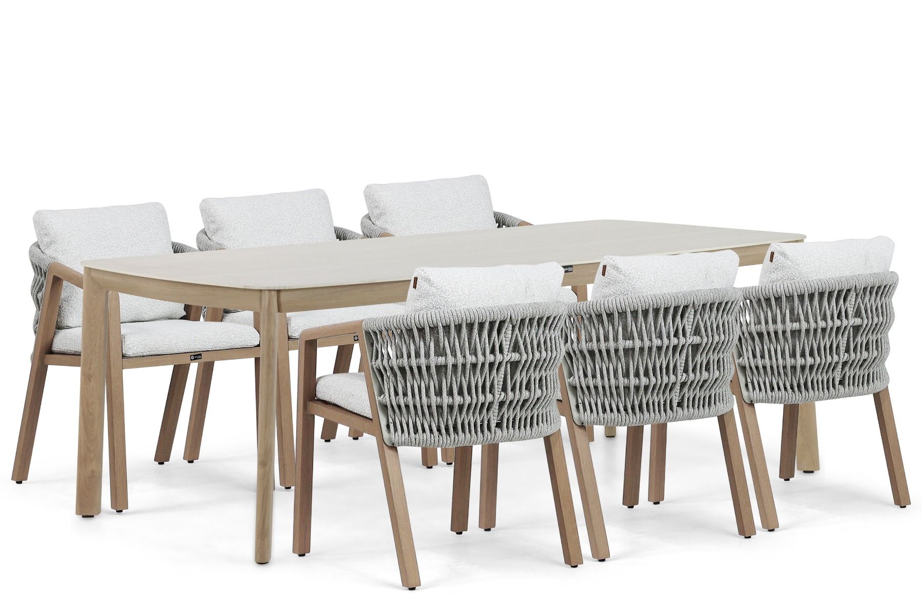Santika Indah/Indah 220 cm dining tuinset 7-delig - Tuinmeubelshop.nl