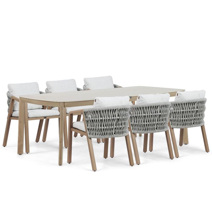 Santika Indah/Indah 220 cm dining tuinset 7-delig - Tuinmeubelshop.nl